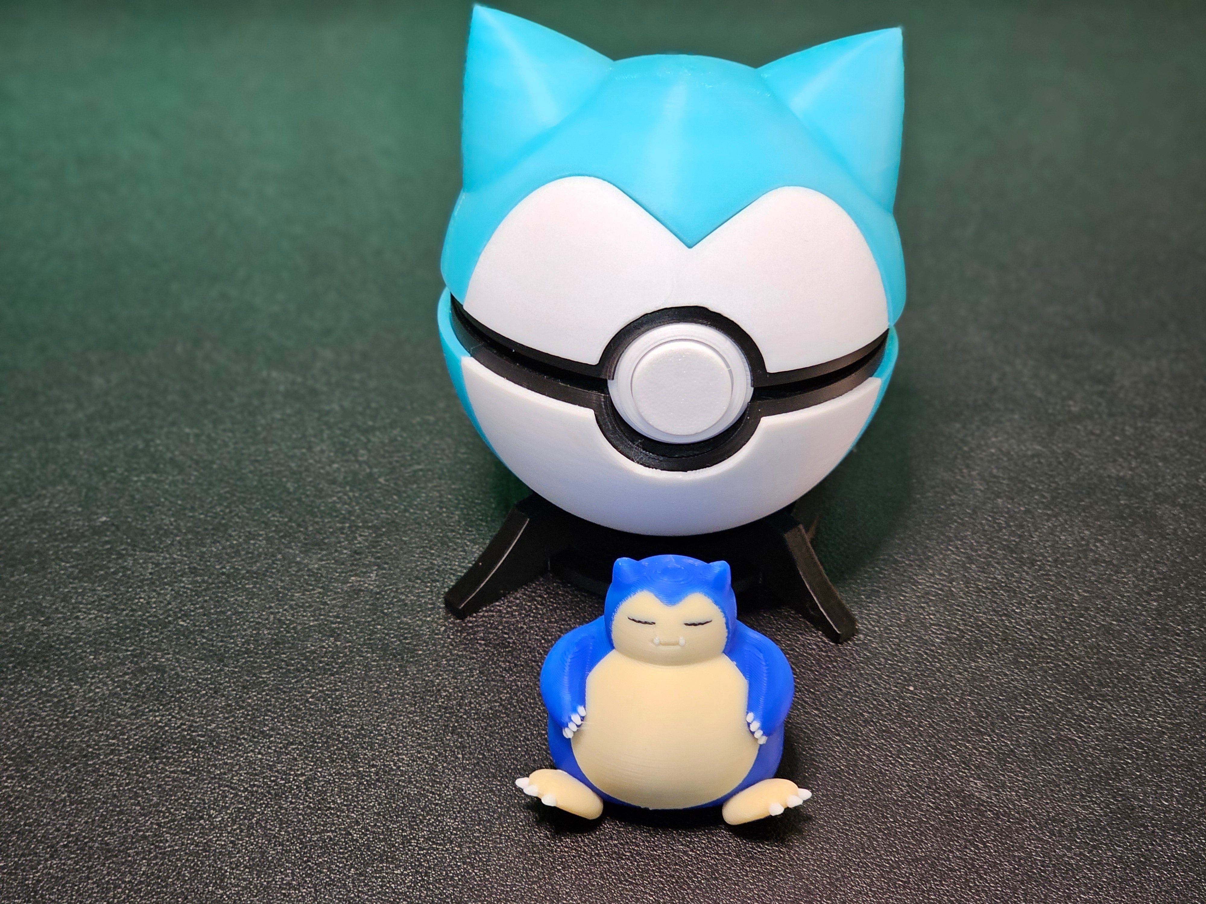 🌟 3D Printed Snorlax Pokéball with Stand & Mini Snorlax Figure – Openi ...